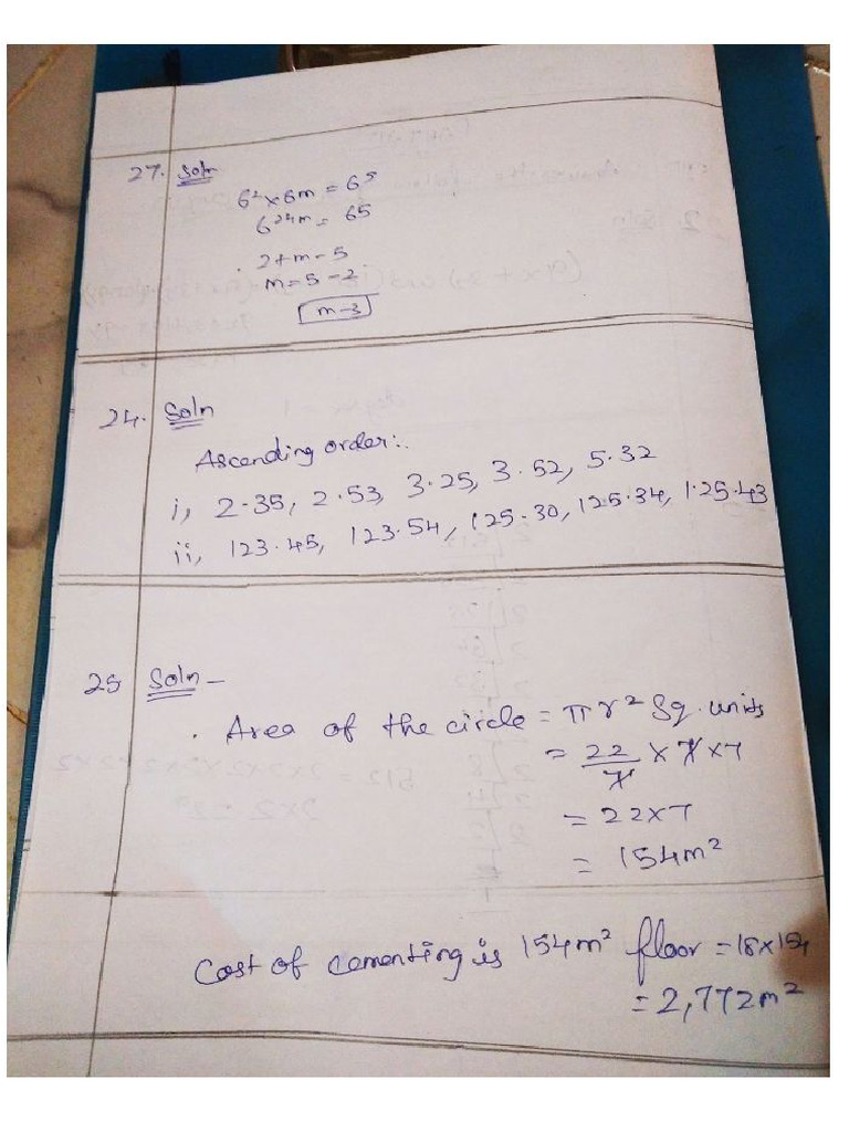 Maths Exam Answer Sheets | PDF