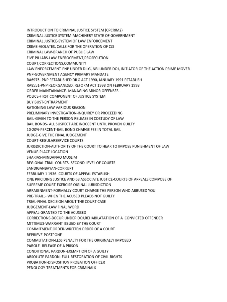 Introduction To Criminal Justice System | PDF | Search Warrant | Crimes