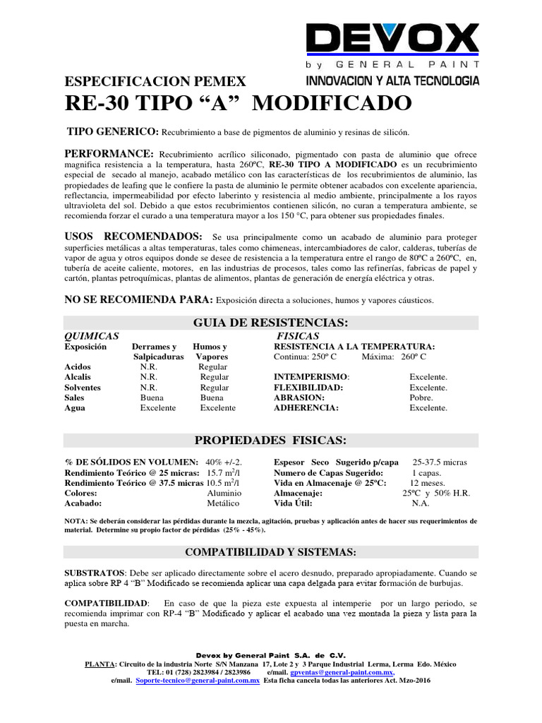 RE 30 TIPO A MODIFICADO Act 2017 | PDF | Aluminio | Agua