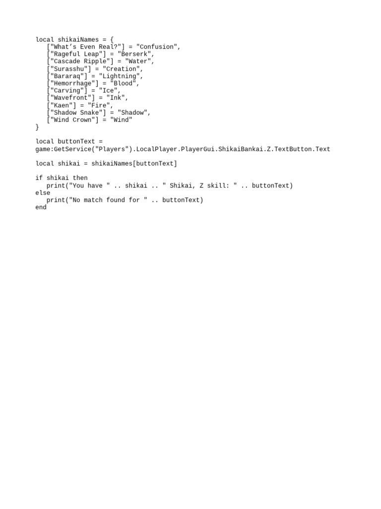 Shikai Skill Matching Guide | PDF