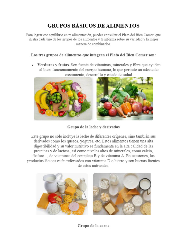 Grupos Básicos de Alimentos | PDF | Alimentos | Nutrientes