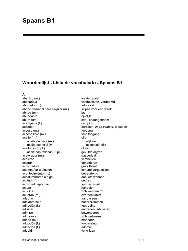 Spaans B1 Woordenlijst | PDF