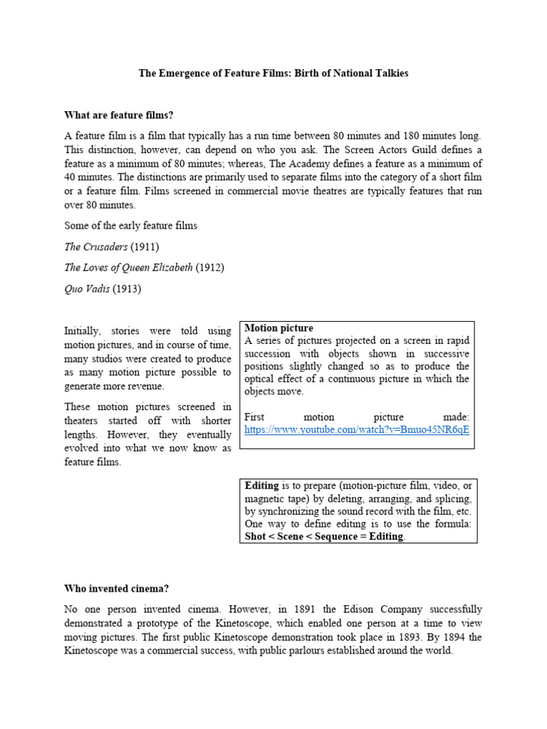 Defining Feature Length in Cinema | PDF | Media Formats | Video