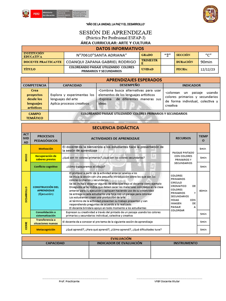 12 de DIC. Sesion de Aprendizaje | PDF | Maestros | Aprendizaje