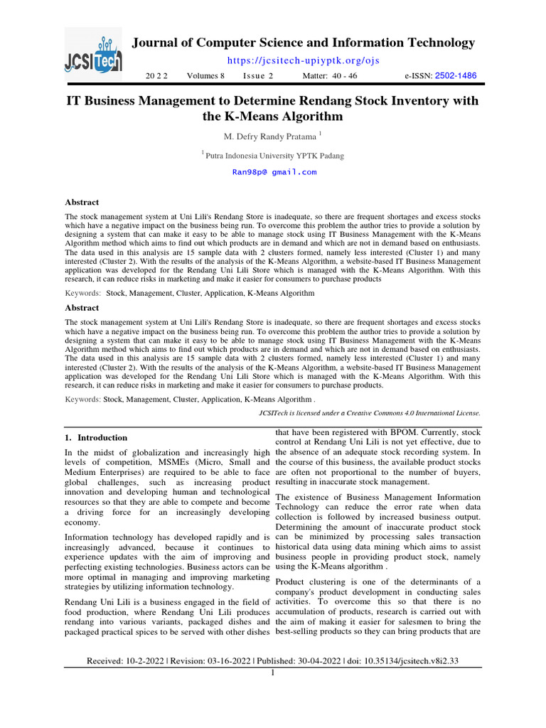 Review Jurnal 1 | PDF | Cluster Analysis | Software