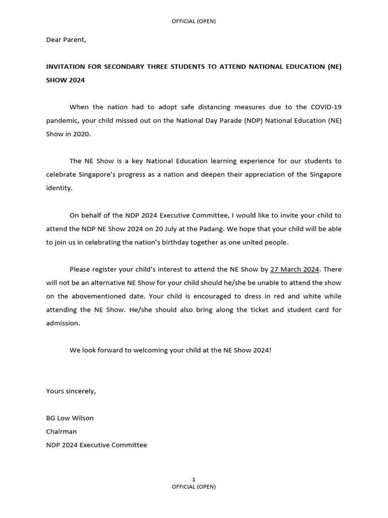 Annex B - Letter To Parents - NEShow4-3 | PDF