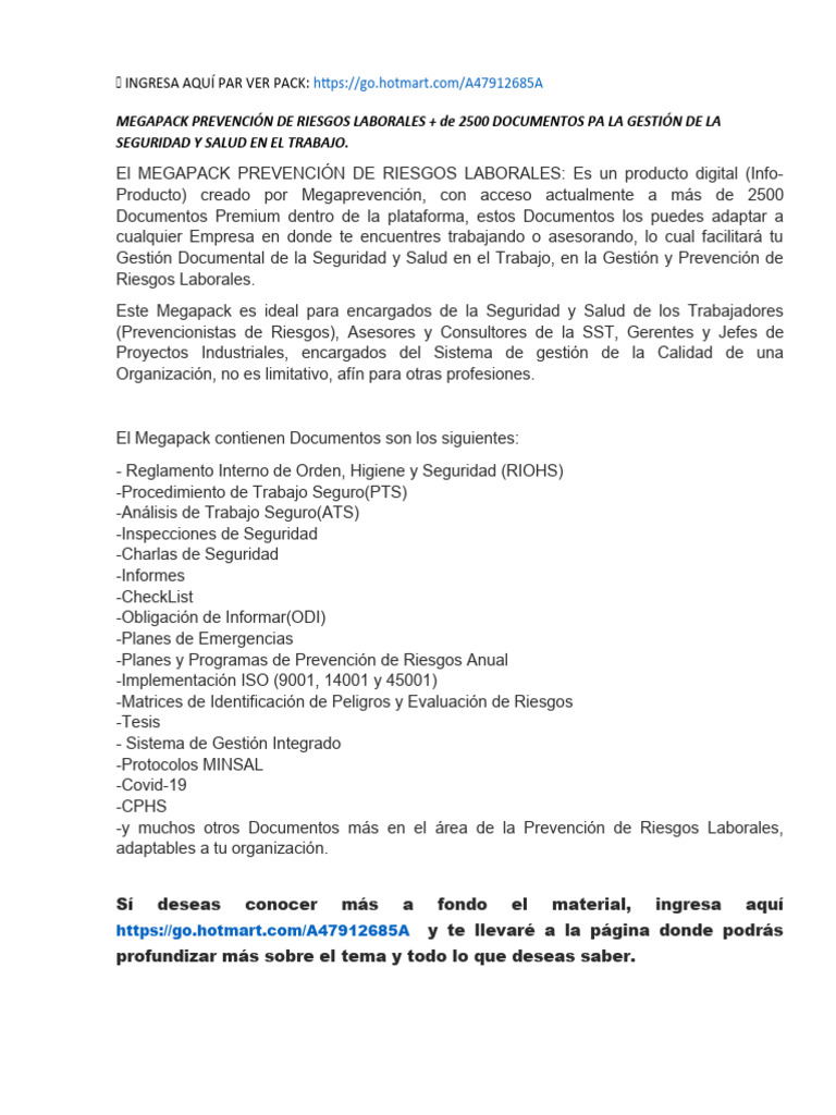 Mega Pack Prevencion de Riesgos Laborales | PDF | Negocios