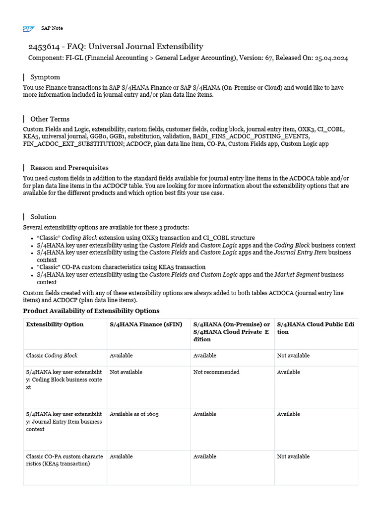 E - 20240606 FAQ Universal Journal Extensibility | PDF | Cloud ...