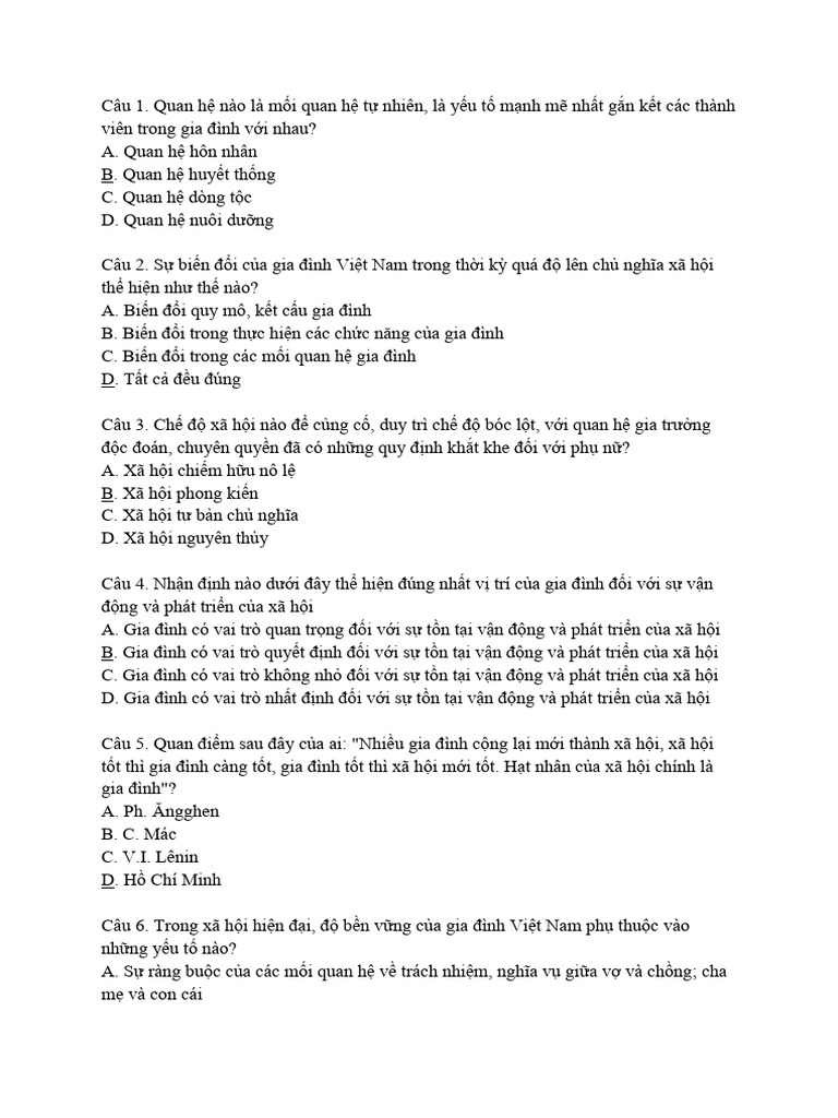 câu hỏi cnxhkh | PDF