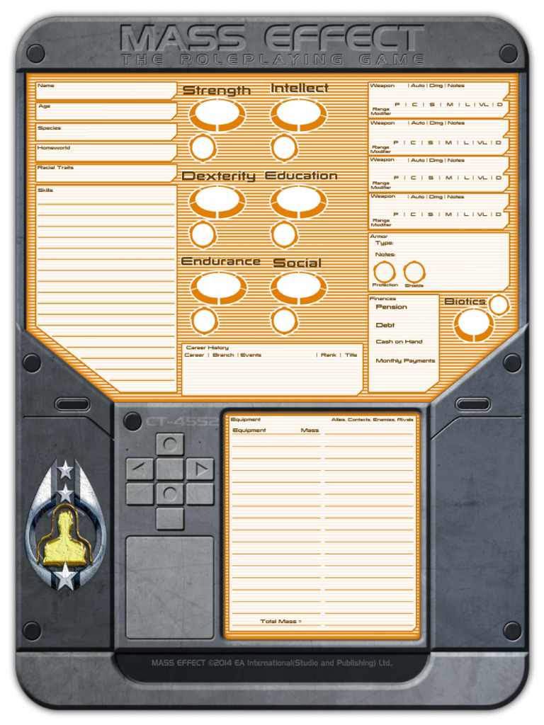 (ME) Traveller Character Sheet | PDF