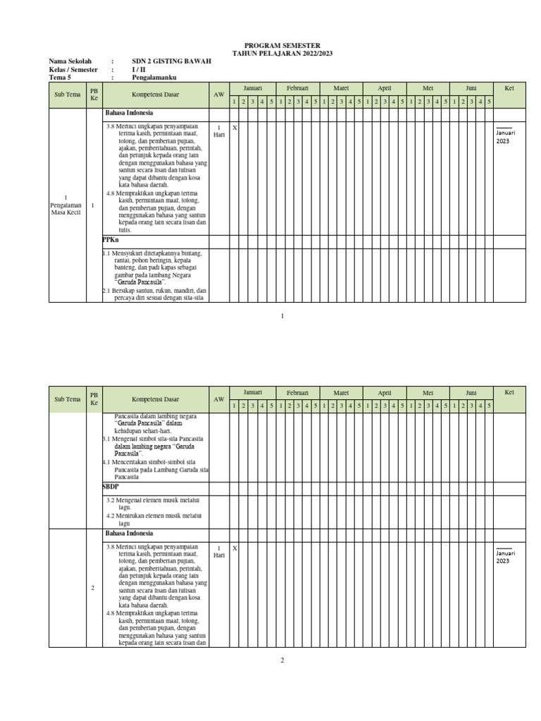 Promes (Program Semester) | PDF