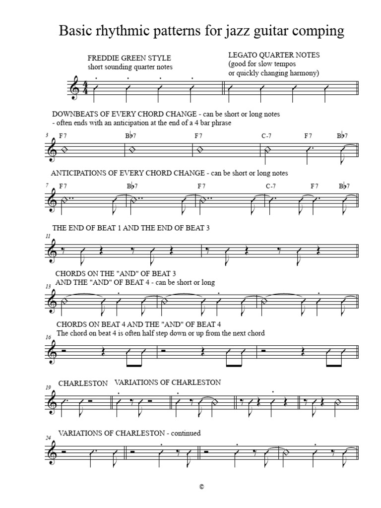 Rhythms For Comping 2016 Ver | PDF | Rhythm | Popular Music