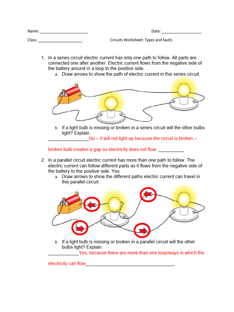 Circuit Types Worksheet Answers | PDF | Series And Parallel Circuits ...