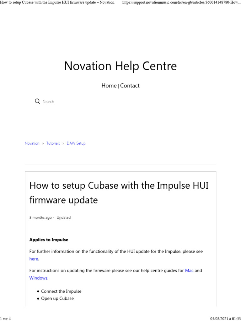 How To Setup Cubase With The Impulse HUI Firmware Update - Novation | PDF | Computer Science ...