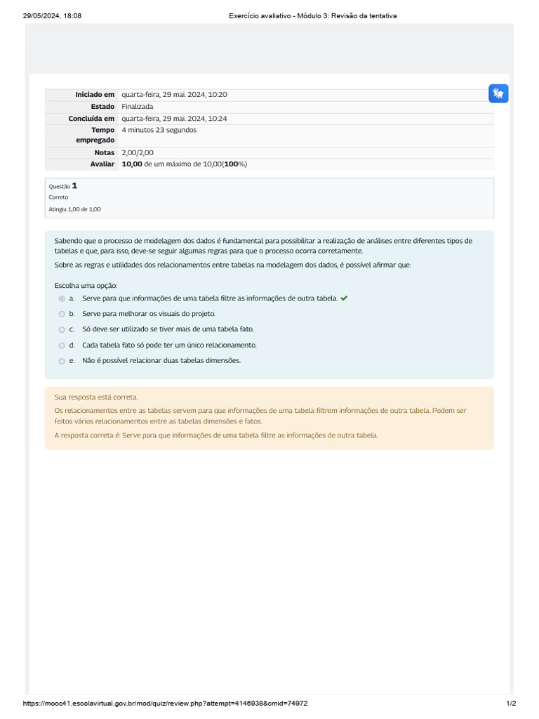 Exercício Avaliativo - Módulo 3_ Revisão Da Tentativa | PDF