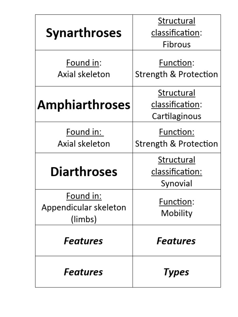 Classification of Joints Concept Map | PDF | Limbs (Anatomy ...