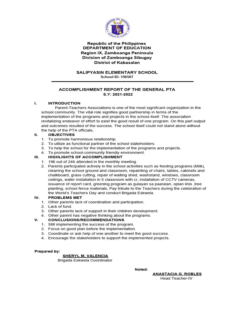 Accomplishment Report Gpta 2021-22 | PDF | Career & Growth | Social Science