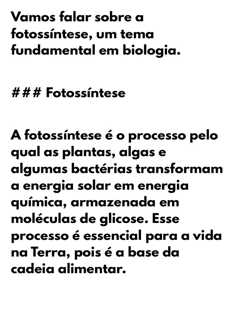 Vamos falar sobre a fotossíntese, um tema fundamental em biologia..pdf ... Vamos falar sobre a fotossíntese, um tema fundamental em biologia..pdf ...