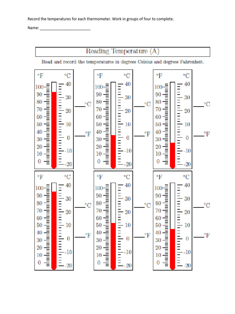 Record The Temperatures For Each Thermometer | PDF