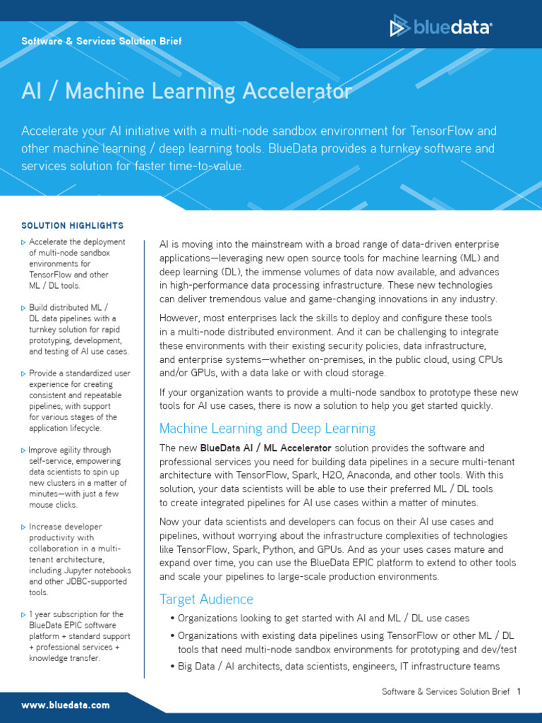 Bluedata Ai ML Accelerator Solution Brief - 435448 | PDF | Cloud ...