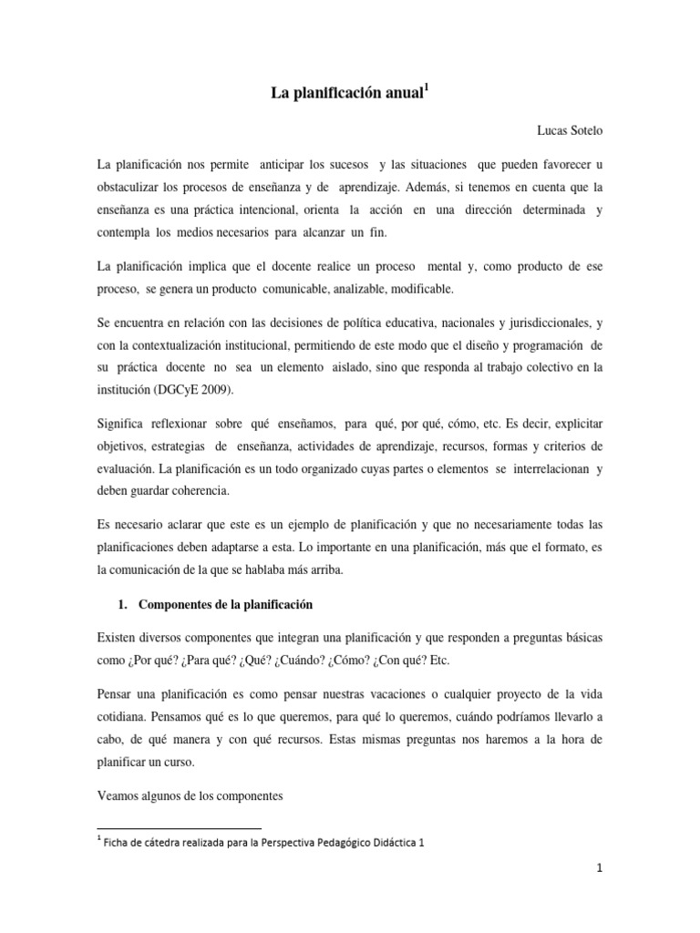 Sotelo, Lucas - La Planificación Anual | PDF | Evaluación | Enseñando