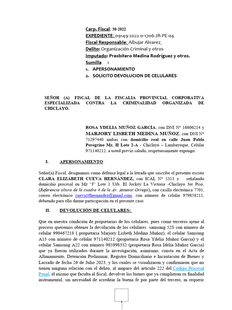 Devolucion de Celulares | PDF
