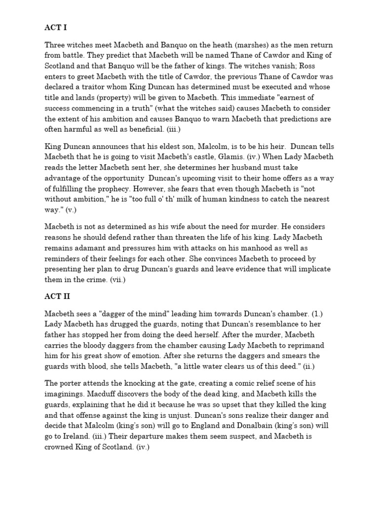 summary and explanation of the play macbeth (1) (1) | PDF | Macbeth ...