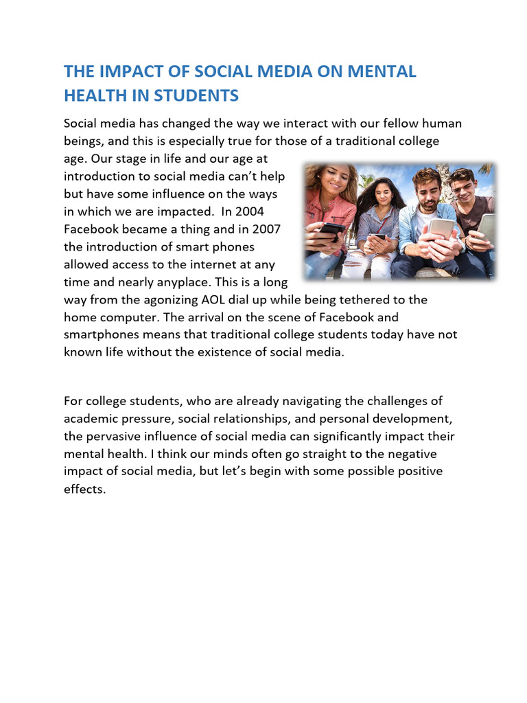 Social Media's Effects on Student Mental Health | PDF | Social Media ...