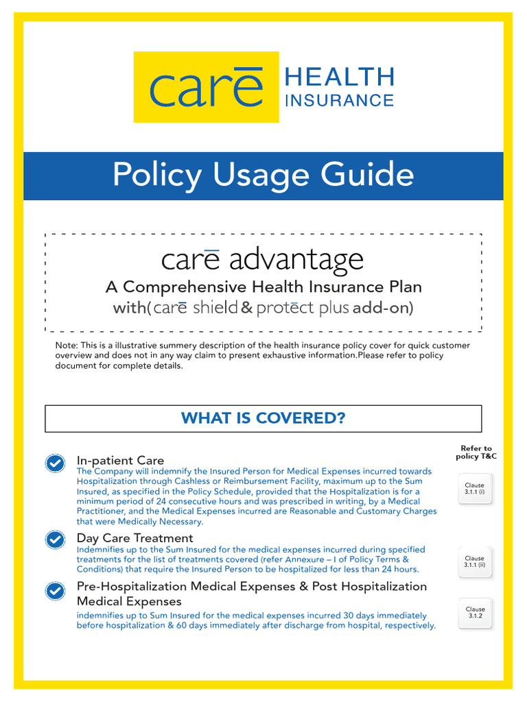 Care Advantage Policy Usage Guide | PDF | Insurance | Hospital