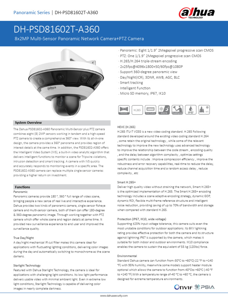 DH PSD81602T A360 Datasheet2 | PDF | Camera | Camera Lens