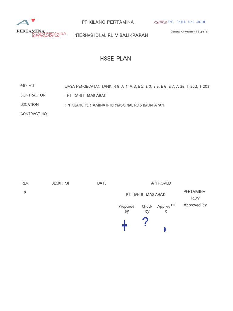 Hse Plan - Jasa Pengecatan Tanki R-8, A-1, A-3, E-2, E-3, E-5, E-6, E-7 ...