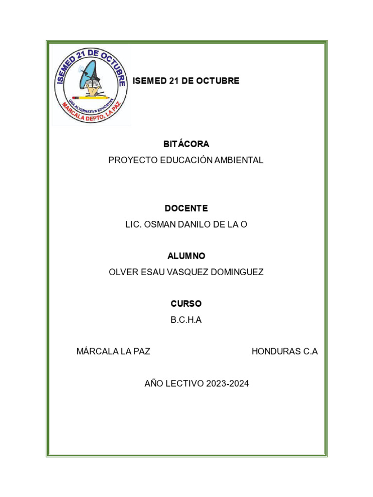 BITACORA PORTADA | PDF