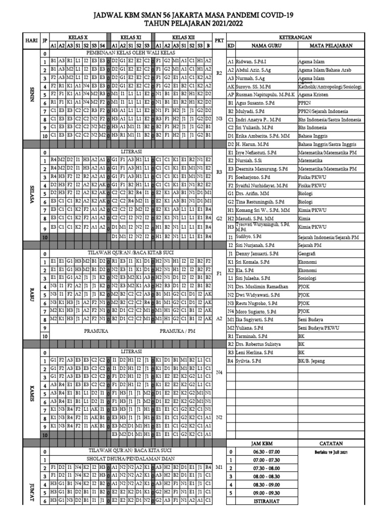 Jadwal 2021-2022 - 19 Juli 2021-CETAK-1 | PDF