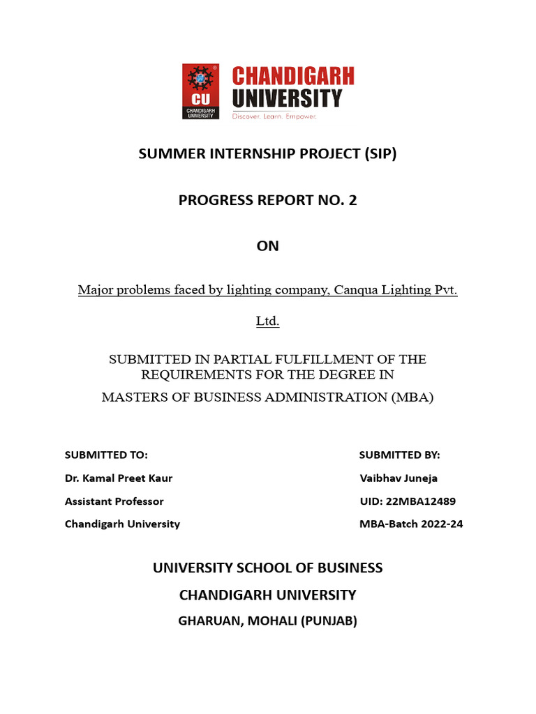 22MBA12489 - Second Progress Report | PDF | Lighting | Light Emitting Diode