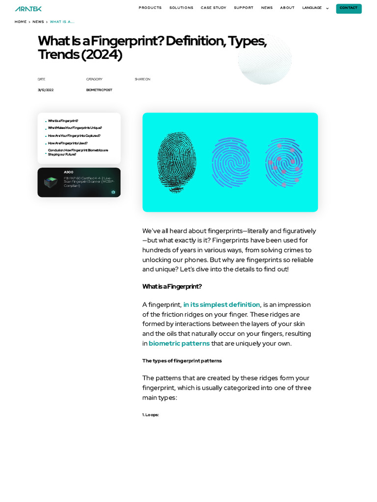 What Is A Fingerprint - Definition, Types, Trends (2024) | PDF ...