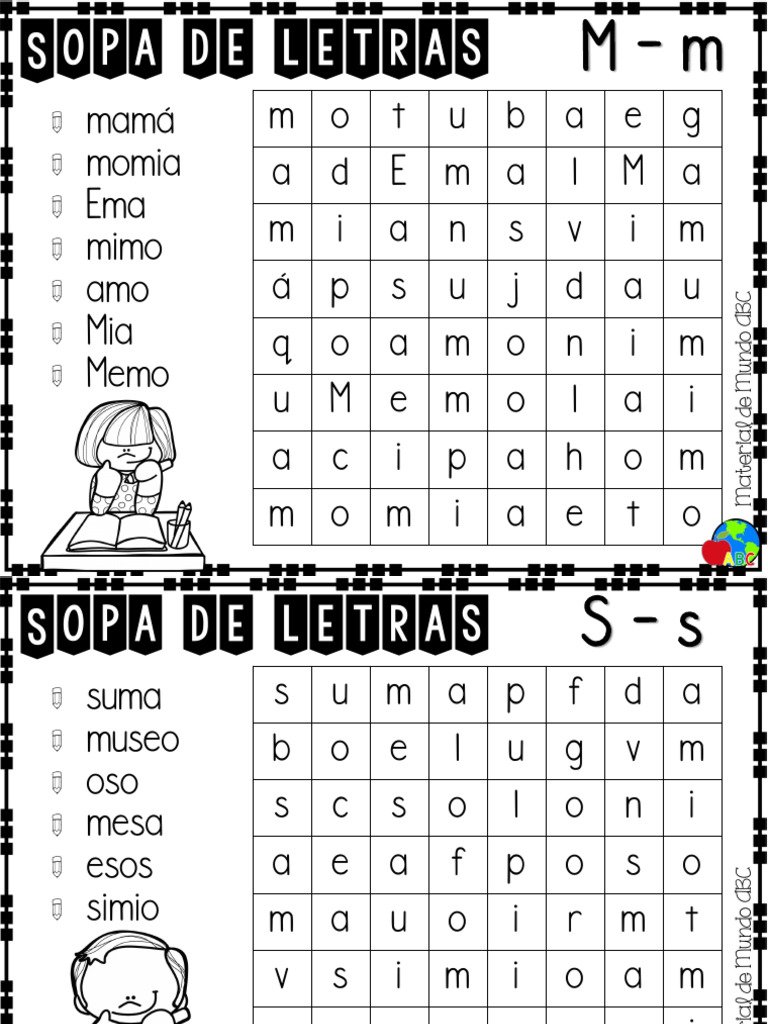 Sopa de Letras Silabas | PDF | Estudios de idiomas extranjeros | Arte