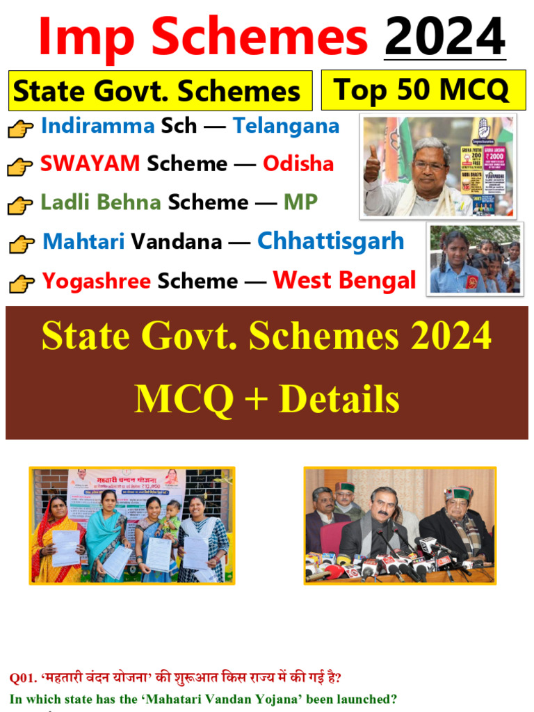 State Govt. schemes 2024 | Download Free PDF | Government Of India