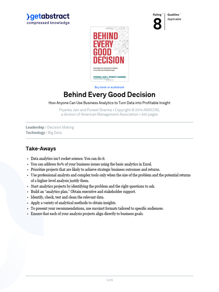 Behind Every Good Decision Jain en 24664 | PDF | Analytics | Predictive ...