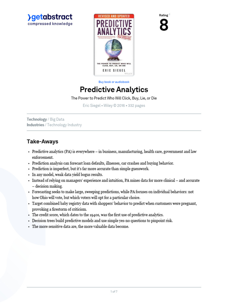 Predictive Analytics Siegel en 27852 | PDF | Analytics | Predictive Analytics
