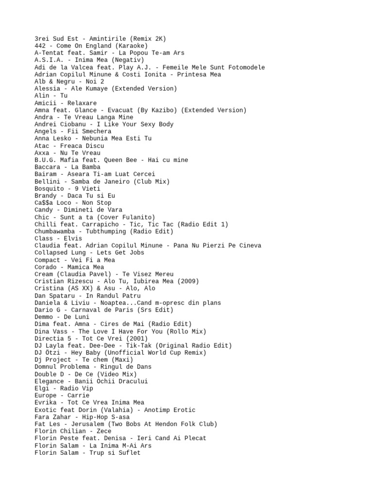 90s & 2000s Romanian Music Hits | PDF | Poetry