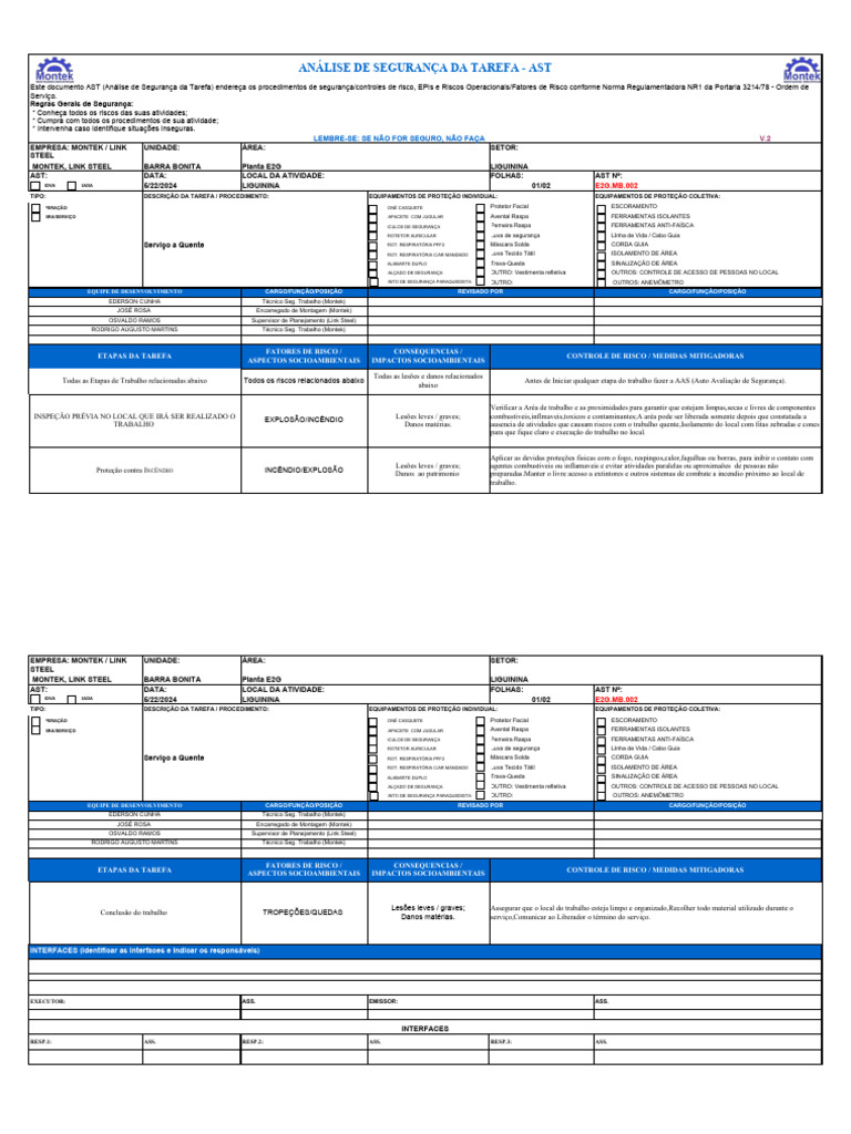 Ast - 002 Trabalho A Quente Liguinina | PDF