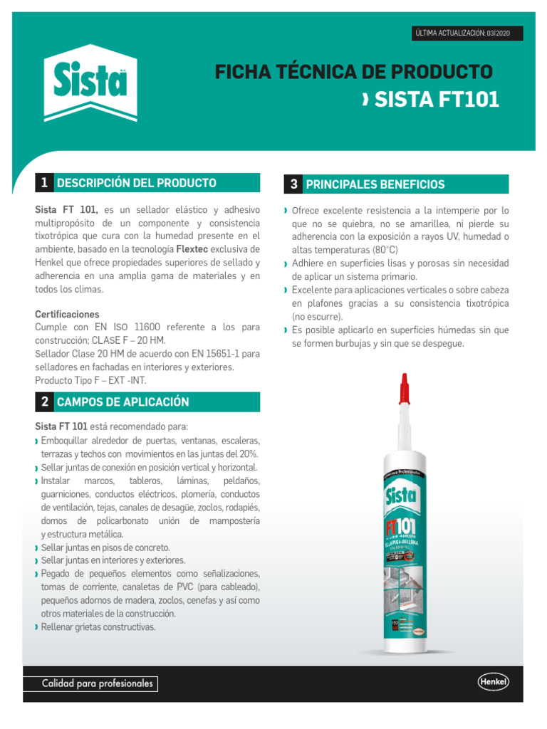 MX Sista Ficha Sista Ft101 Sellador | PDF | Materiales
