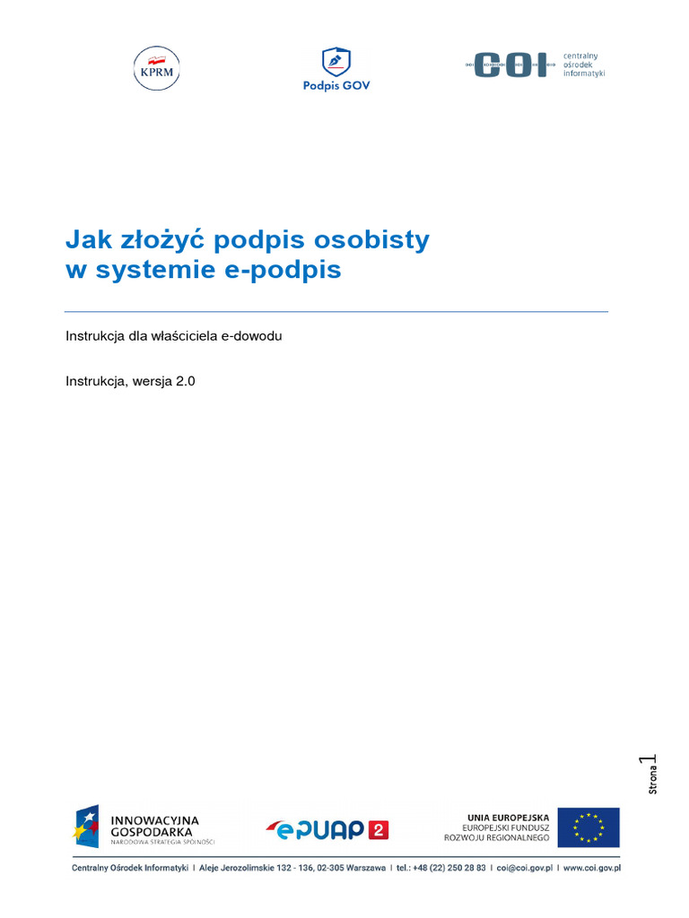 Epodpis - Instrukcja Uzytkownika Podpis Osobisty | PDF