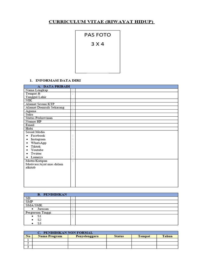 Format CV Calon Penerima Beasiswa LPDP 2024 | PDF