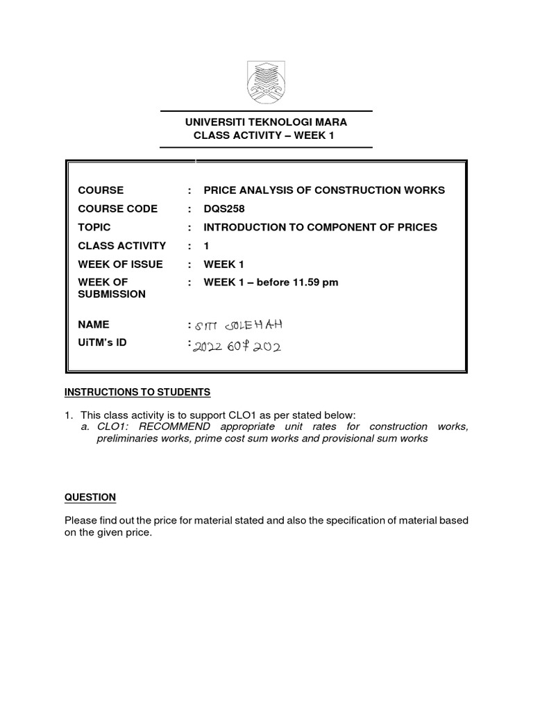 DQS258 - WEEK 1 Class Activity 2 | PDF