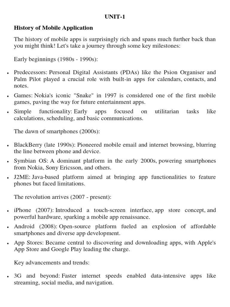 Mob Unit1 | PDF | Android (Operating System) | Mobile App