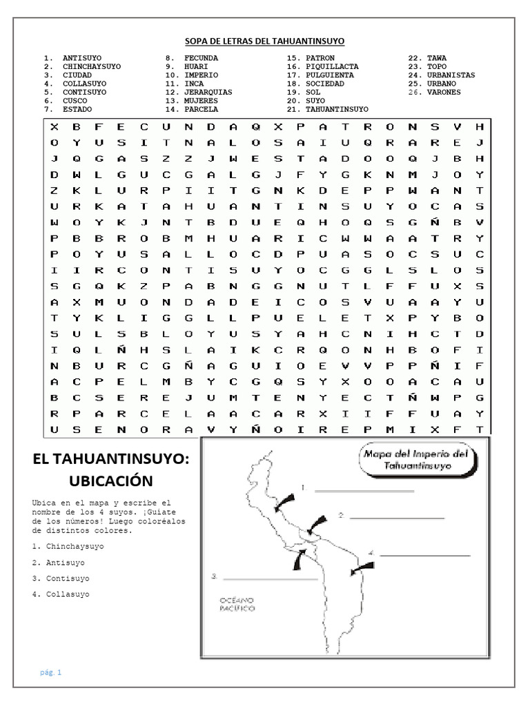 450195358-Sopa-de-Letras-Del-Tahuantinsuyo | Descargar gratis PDF ...