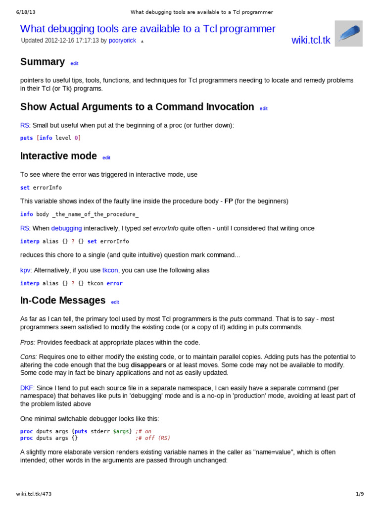 What Debugging Tools Are Available To A TCL Programmer | PDF | Computer Programming | Software ...