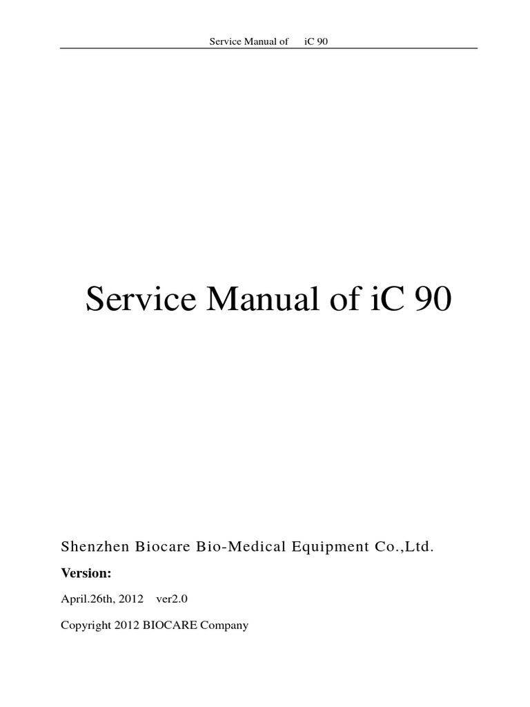 Ic 90 Service Manual | PDF | Troubleshooting | Blood Pressure