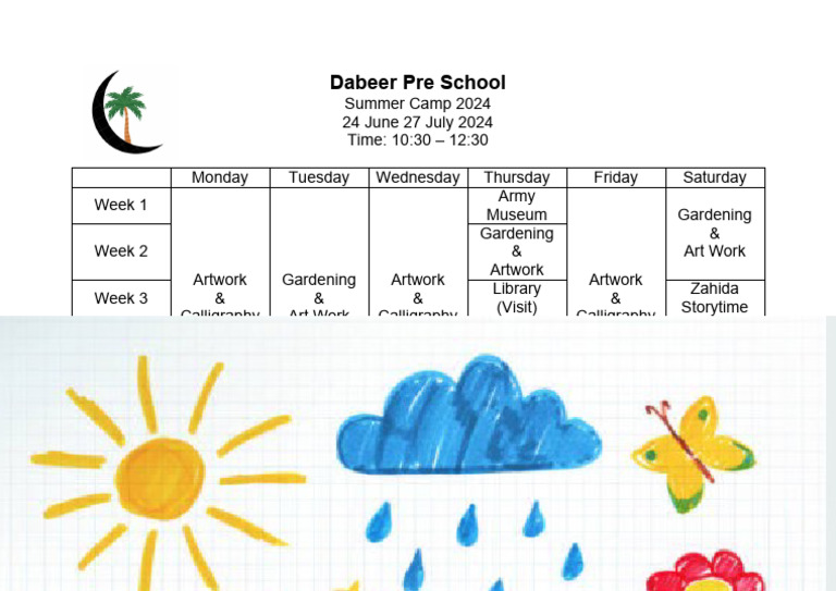 Dabeer Pre School Timetable 1 | PDF